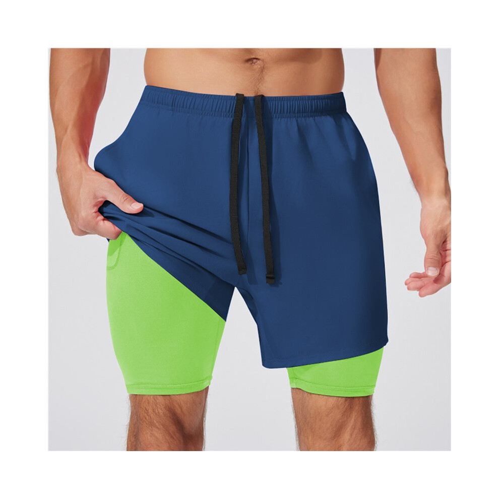 Shorts de Corrida Masculinos 2 em 1, de Secagem Rápida, para Academia e ...