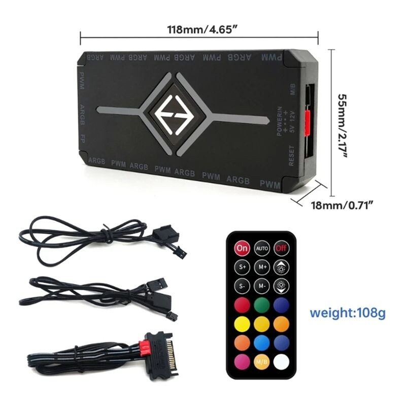 ARGB PWM Controller Kabelloser Remote Fan Hub PWM ARGB Controller Hub ...