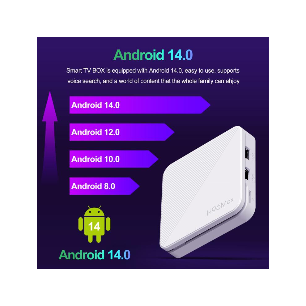 H96 Max H313 Set-Top Box Smart TV Android 14 con telecomando ...