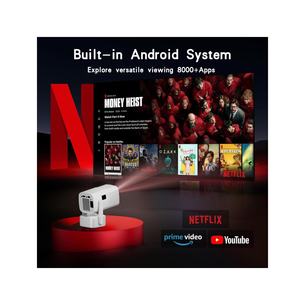 Y7S 720P Android 11 Portable Home Wifi Projector With Built-In Speakers ...