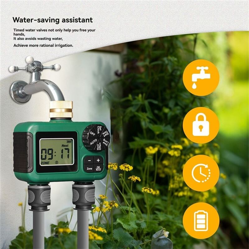 2-Auslass-Wassertimer, Sprinkler-Timer, IP55 Wasserdichter ...