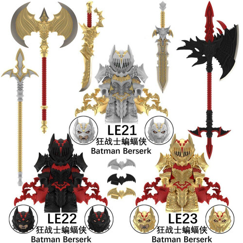 (3pcs-B) Superhero Golden Batman Berserker Minifigures Character ...