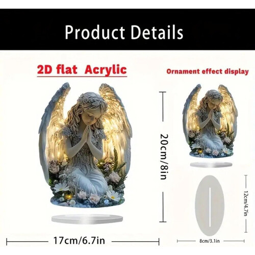 (Sky Blue, -) Déco croix ailes d'ange 2025, figurine 2D gracieuse ...