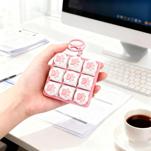 (Pink_2pcs, -) Chaveiro Teclado Gato, Clicker Fidget Barulhento, Para ...
