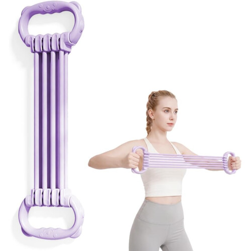 (Purple, -) Adjustable Resistance Bands – 8 Tube 15–120 LBS Heavy Duty ...