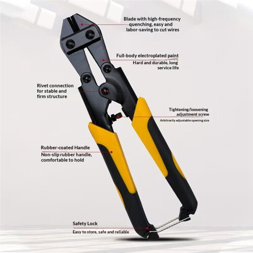 8-Inch Bolt Cutter - Croppers for Steel Cable, Chain, and Padlock ...