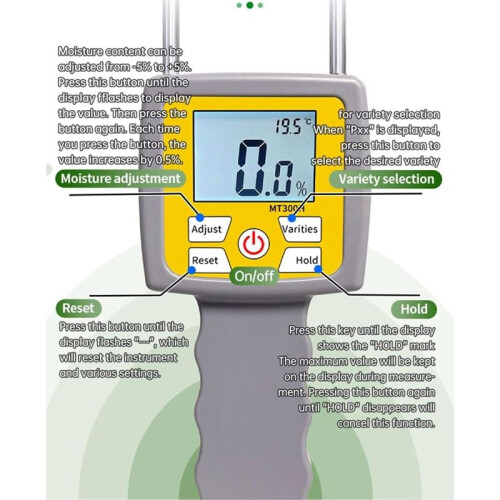 Hay Moisture Tester, with Probe & Backlight LCD Display for Hay, Forage ...