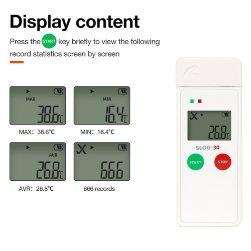 USB Temperature Data Logger Temperature Recorder 65000 Points Recording ...