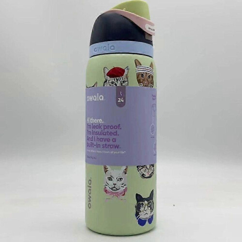 (24OZ) Owala 24/32oz FreeSip Water Bottle Cat Collage Catwala Urban ...