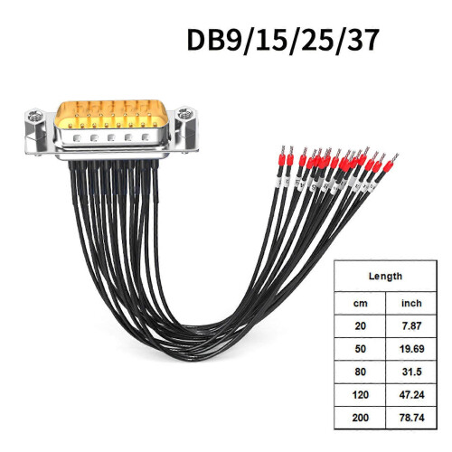 (DB9 female, 2m) DB15 DB25 Male Female Panel Mount Cable Wire Breakouts ...