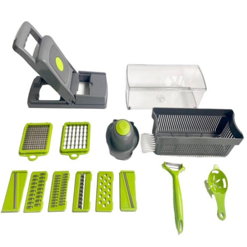 15-in-1 Food Processor, One-Push System Pro Mandoline Slicer, Gray, for ...