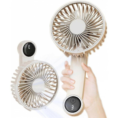Portable Handheld Fan, Real 1200mAh Rechargeable Desk Fan with Digital ...