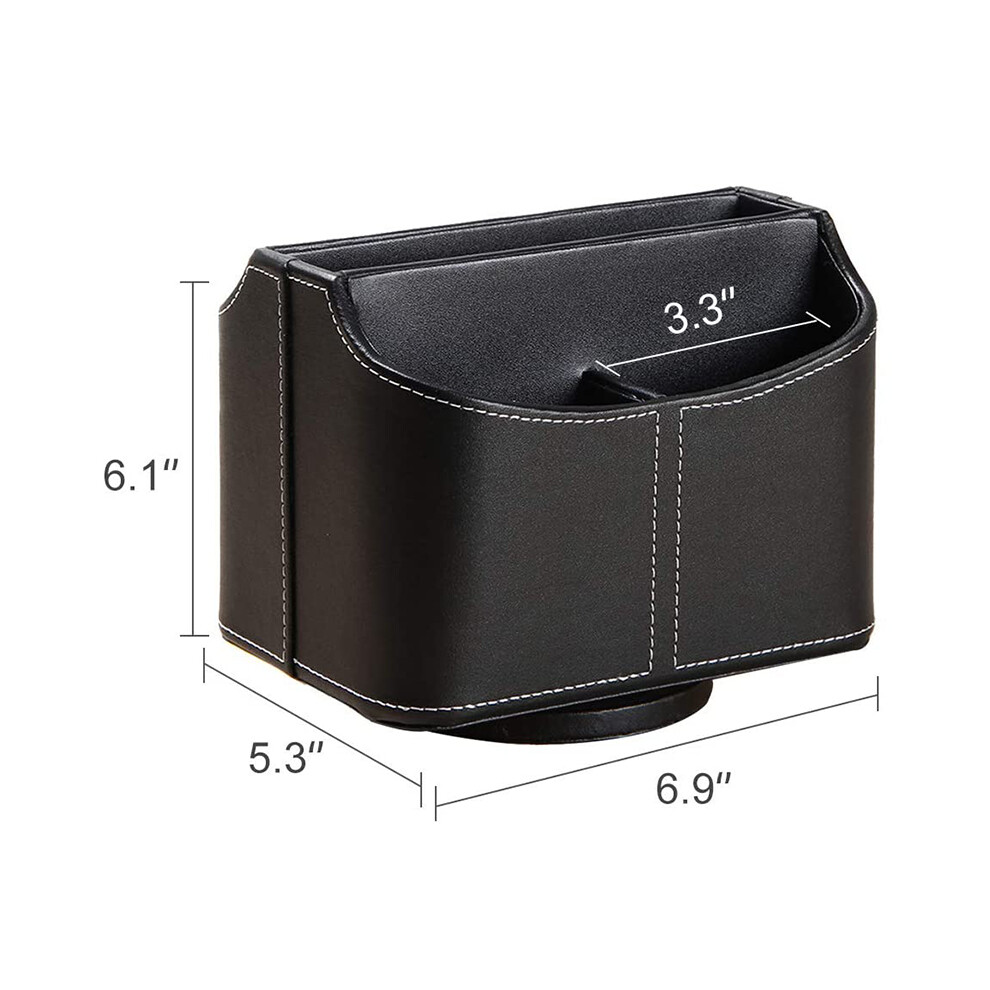 Leather Remote Control Holder,360 Degree Desk TV Remote Caddy,Bedside ...