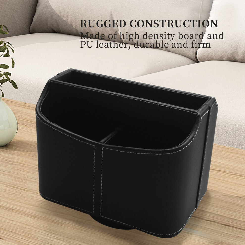 Leather Remote Control Holder,360 Degree Desk TV Remote Caddy,Bedside ...