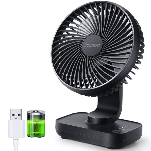 OCOOPA USB Desk Fan, 4000mAh Rechargeable Battery Operated Table, 4 ...