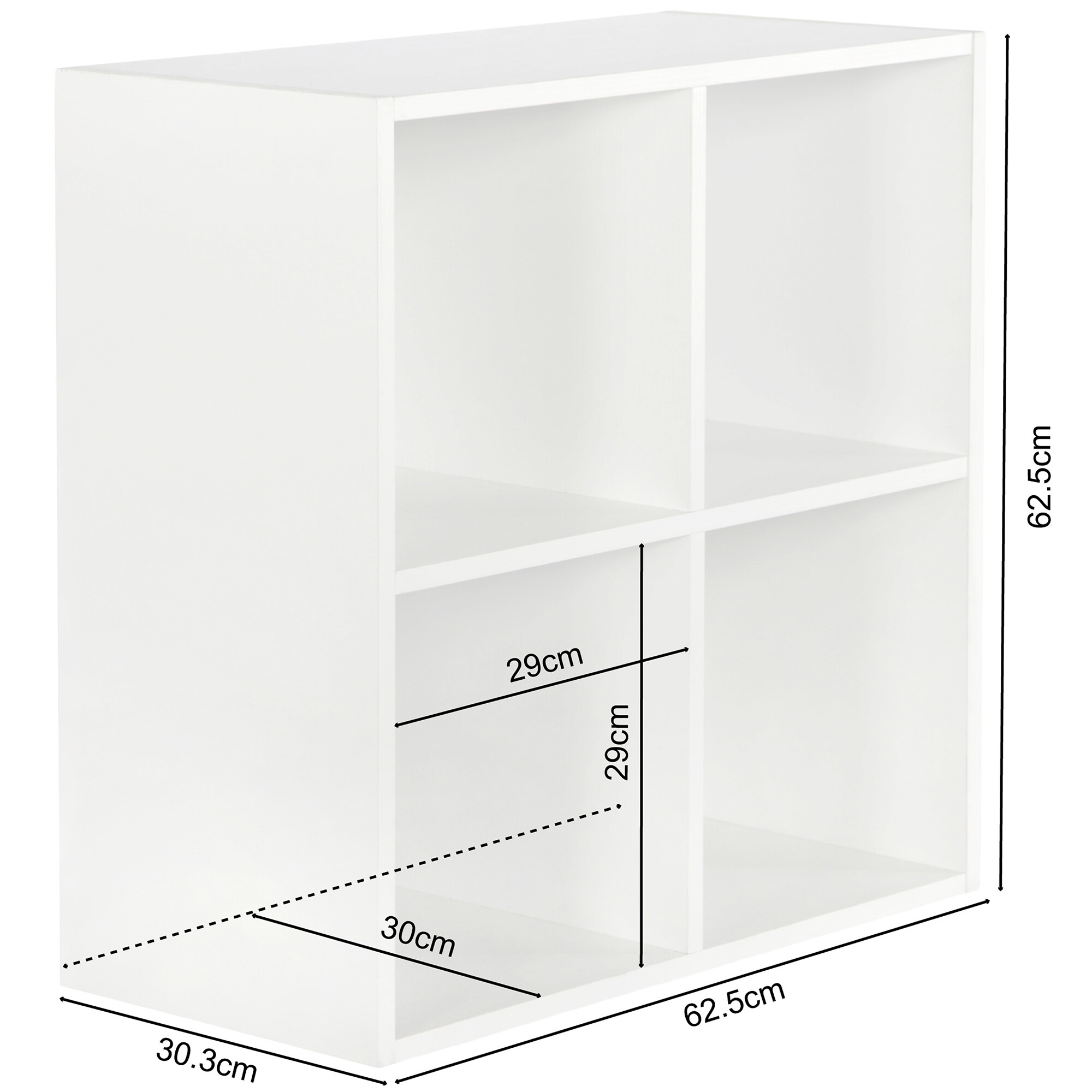 (No Drawers) Charles Jacobs White 4 Cube Open Book Shelf Storage Unit ...