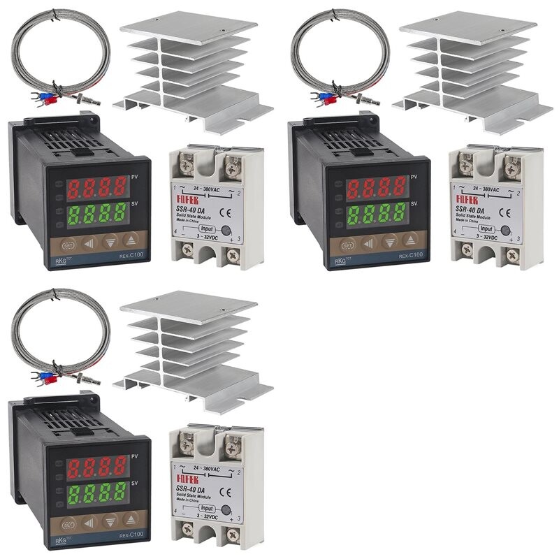 3X PID-Temperature Controller REX-C100 Thermostat Kit High Voltage ...