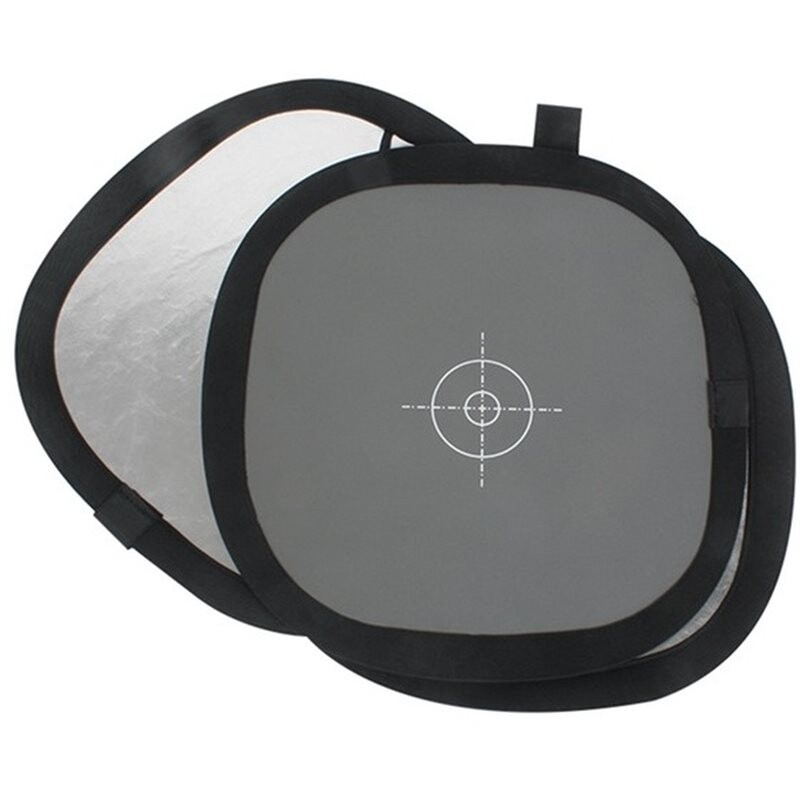 Two Sides Trifold Reflector Foldable Disc Hand Hold Gray/White Balance ...
