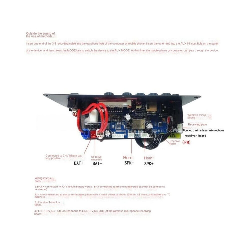 20W+20W Amplifier DIY MP3 Decoder Board 7.4v Music Player FM Radio ...