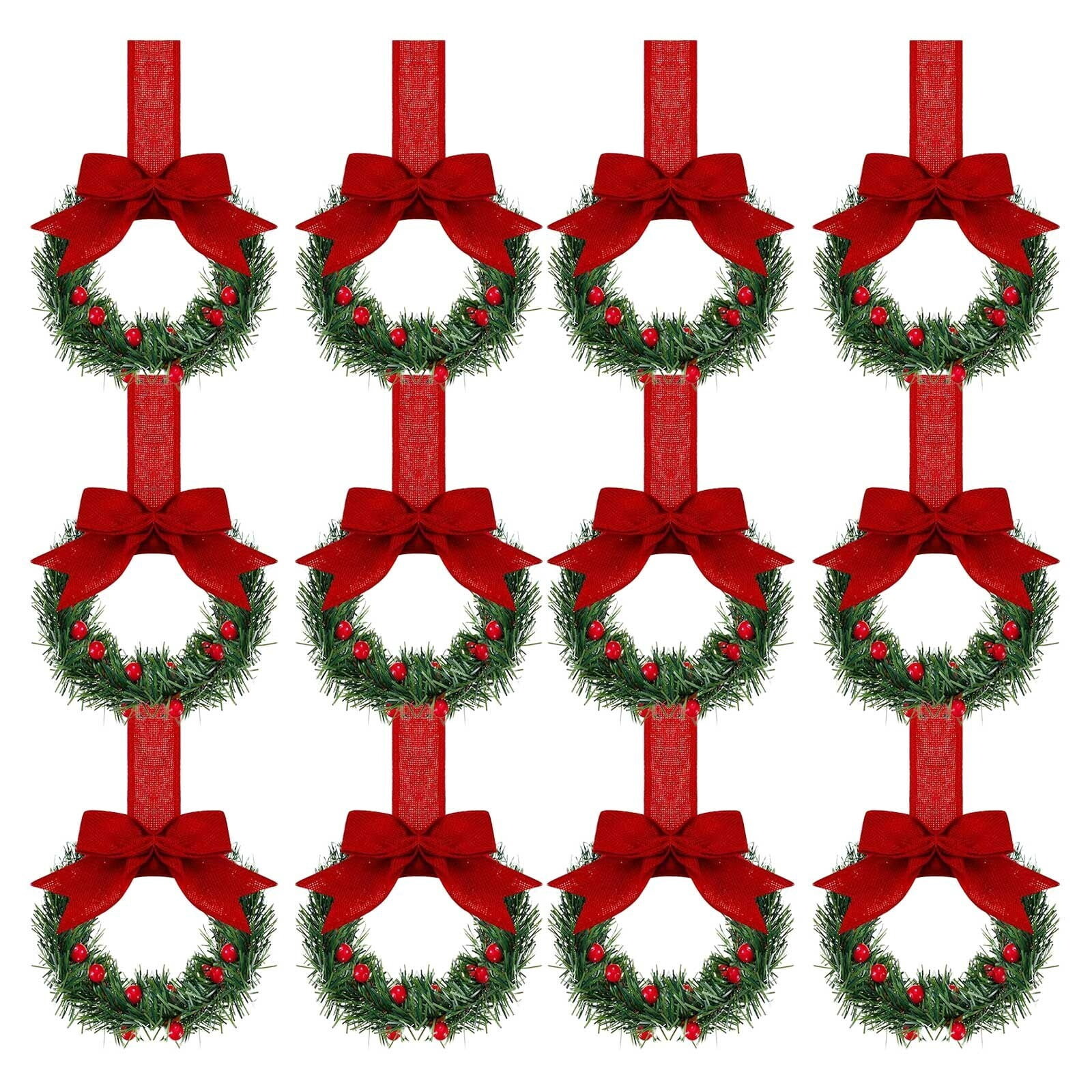 Mini Christmas Wreaths with Ribbon 12-Pack on OnBuy