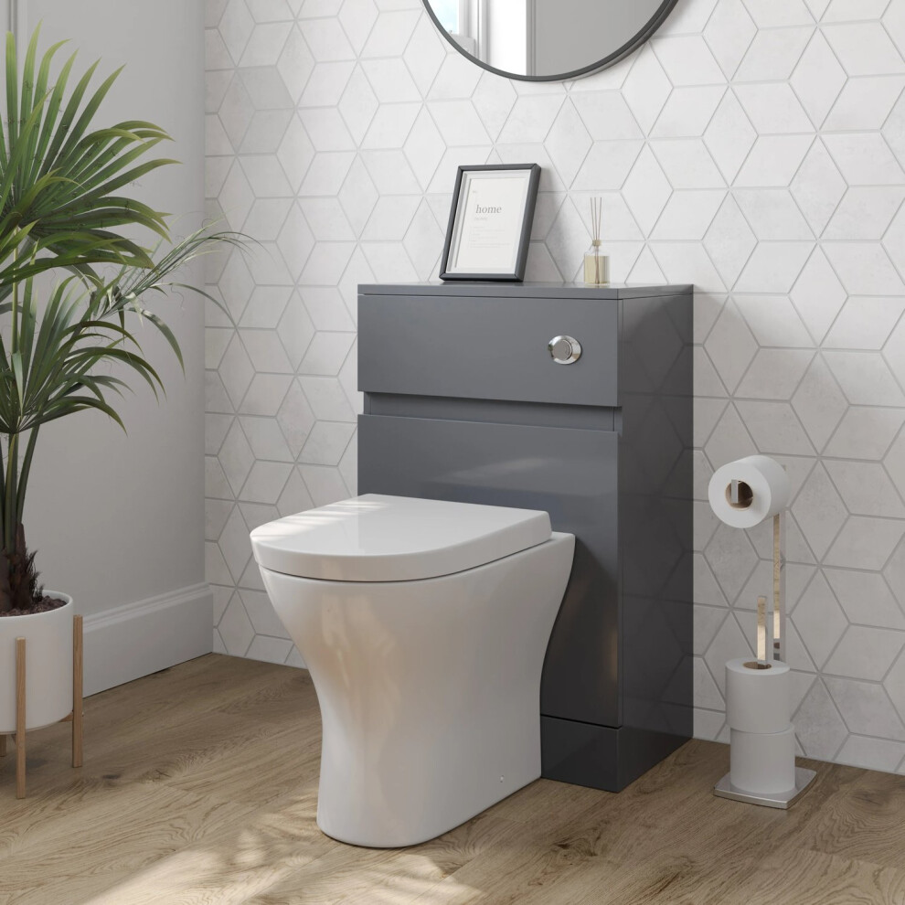 Purefino Grey Gloss Toilet & Semi Recessed Basin Vanity Unit ...