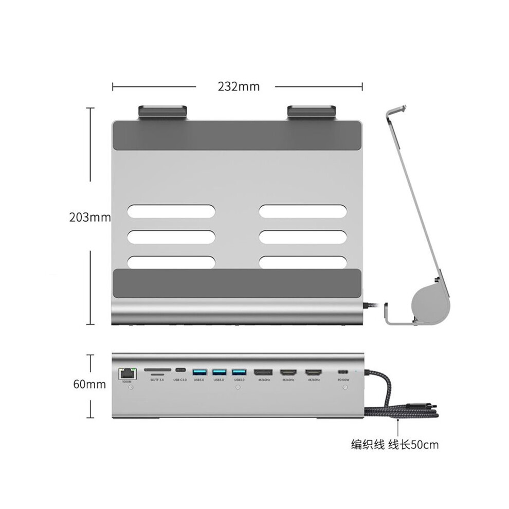 Laptop Stand Docking Station 11 in 1 USB 3.0 PD100W Triple Display 11 ...