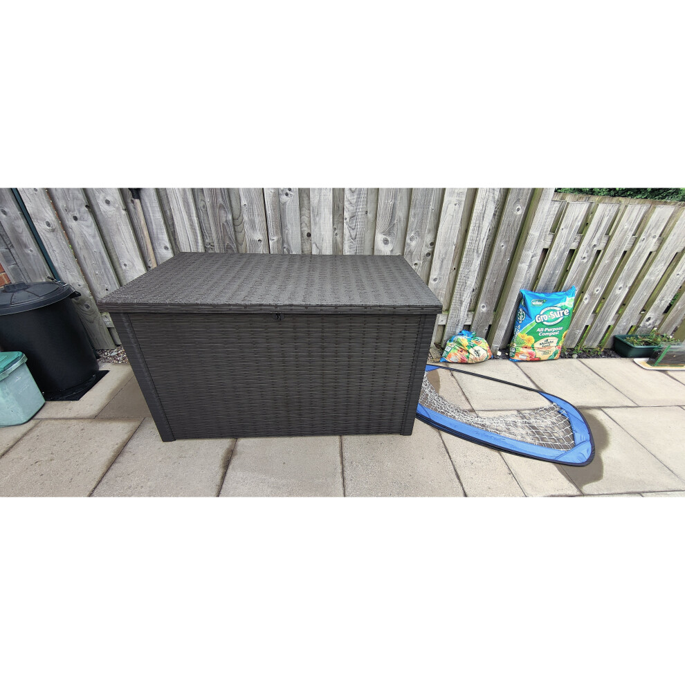Keter Outdoor Storage Box Java 870L Brown Rattan Look Home Trunk Chest ...